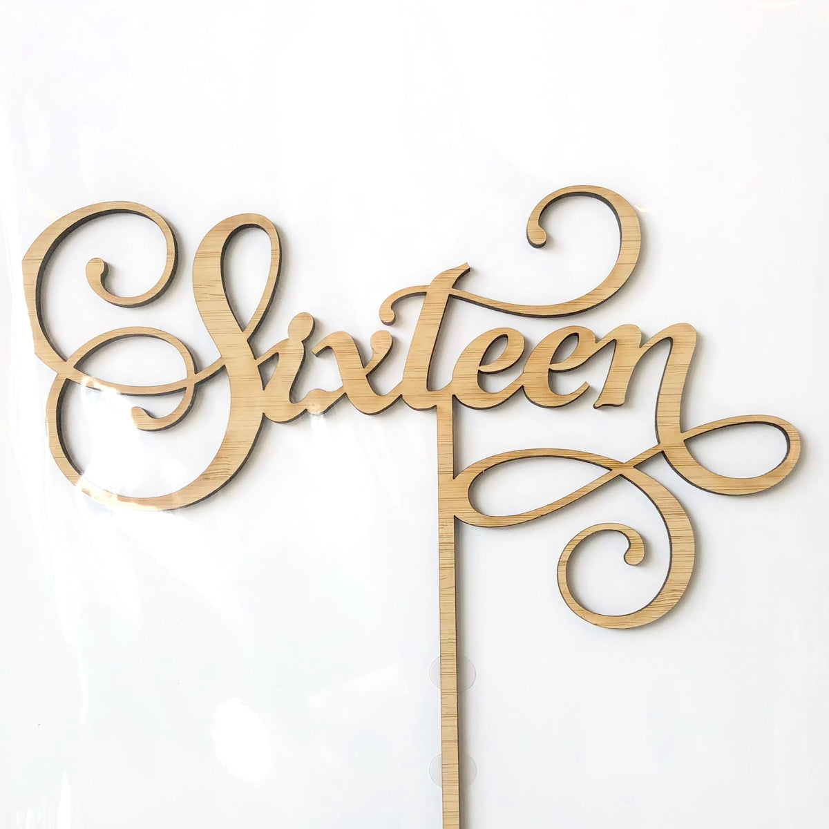 "Sixteen" Bamboo Wood Cake Topper – Merryday - Cake Decorating Supplies